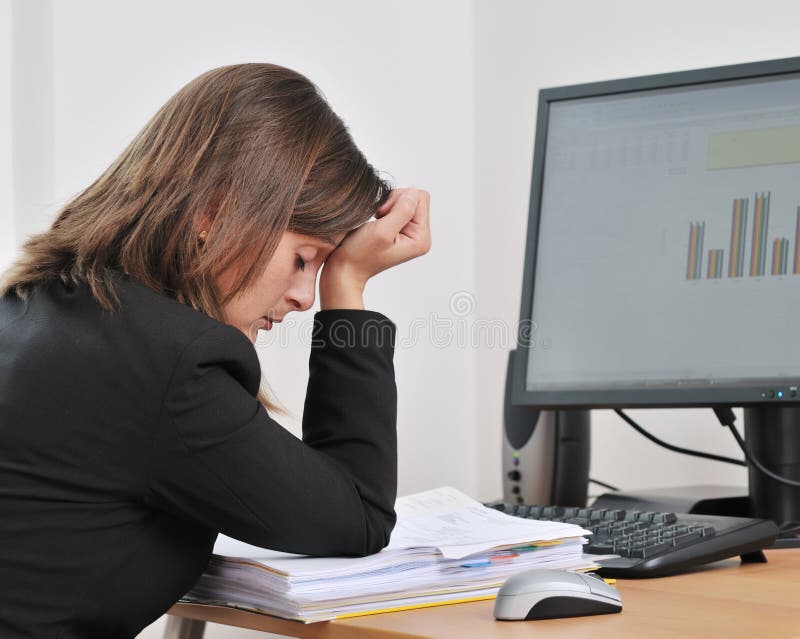 Depressed and Tired Business Person in Work Stock Image - Image of ...