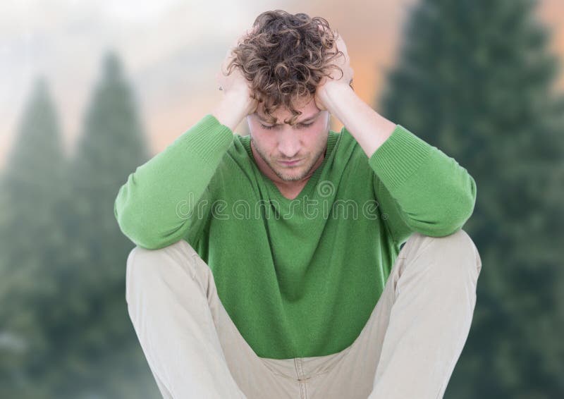 Depressed Upset Man Against Trees Stock Image - Image of flare, elegant ...