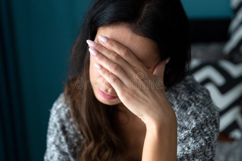 Depressed Woman. Sadness and Headache Concept Stock Image - Image of ...