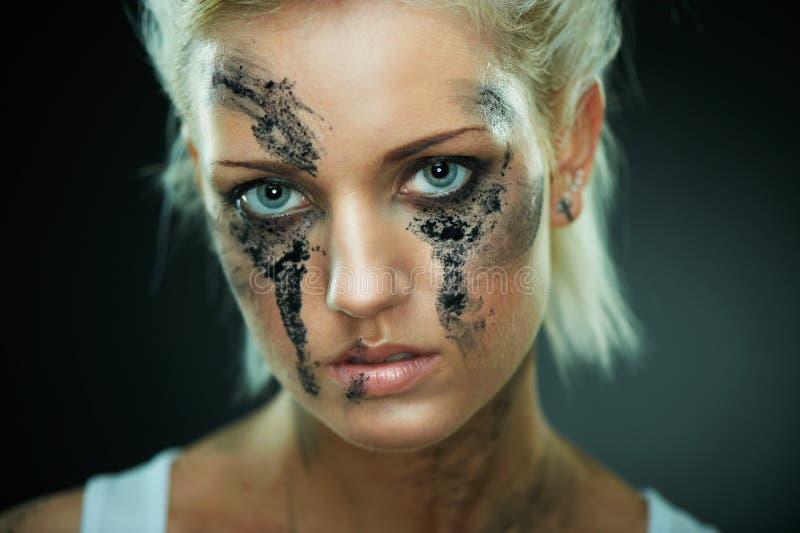 Depressed Young Beauty With Dirty Face Stock Photo - Image: 18893370
