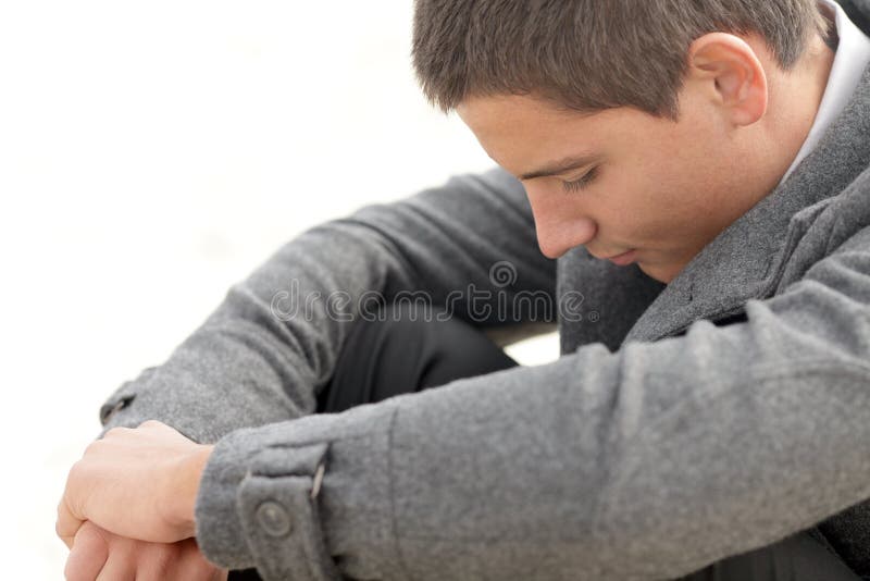 Depression - Sad and Poor Man on the Street Stock Photo - Image of ...