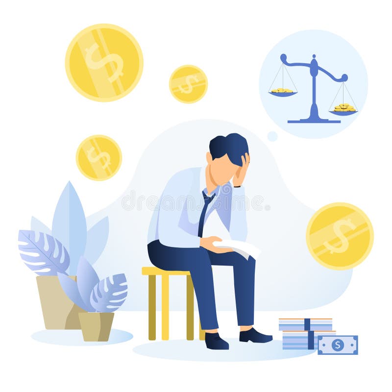 Man with Financial and Debt Problems Stock Vector - Illustration of ...