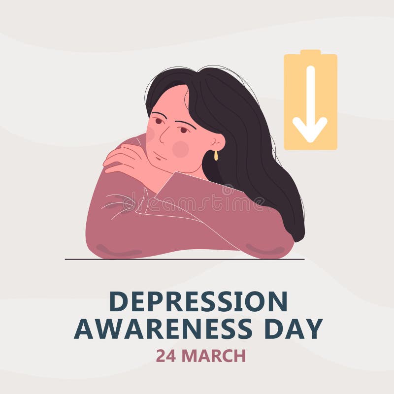Depression Awareness Day. Sad Woman Stock Vector - Illustration of ...