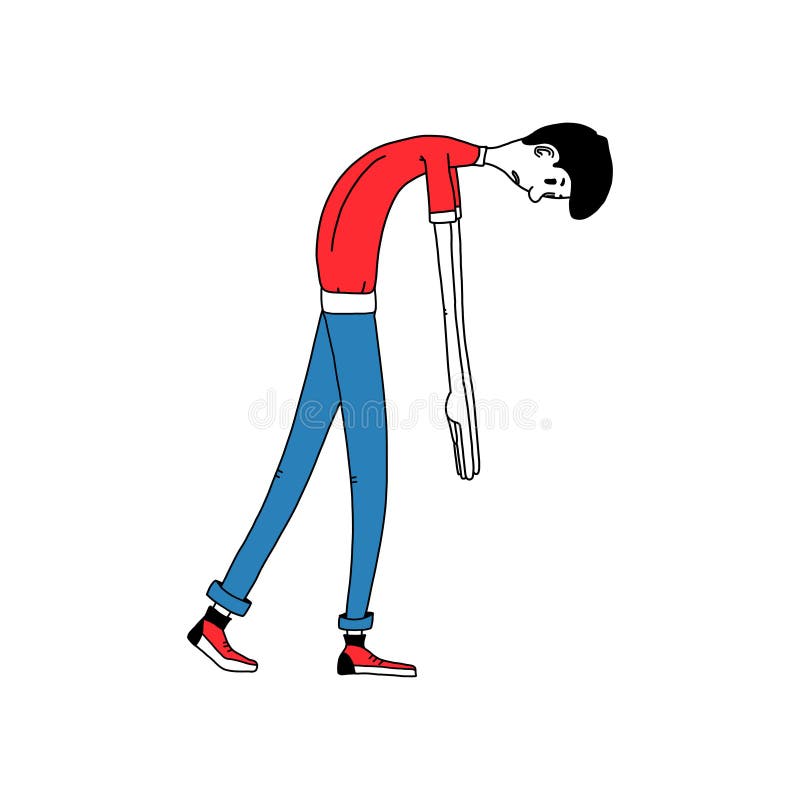 Depression. the Frustrated Guy Walks Hunched Over with His Head Down ...