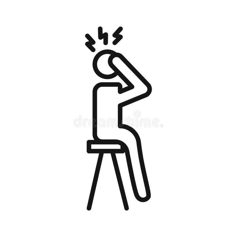 Depression Icon Black Line Art Vector Logo Stock Vector - Illustration ...