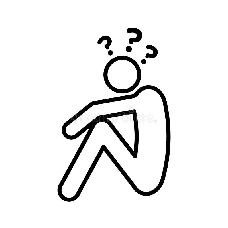 Depression Icon Linear Logo Mark in Black and White Stock Vector ...