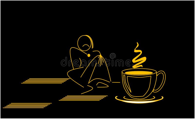 Depression. a Man and a Cup of Coffee. Background and Illustration ...