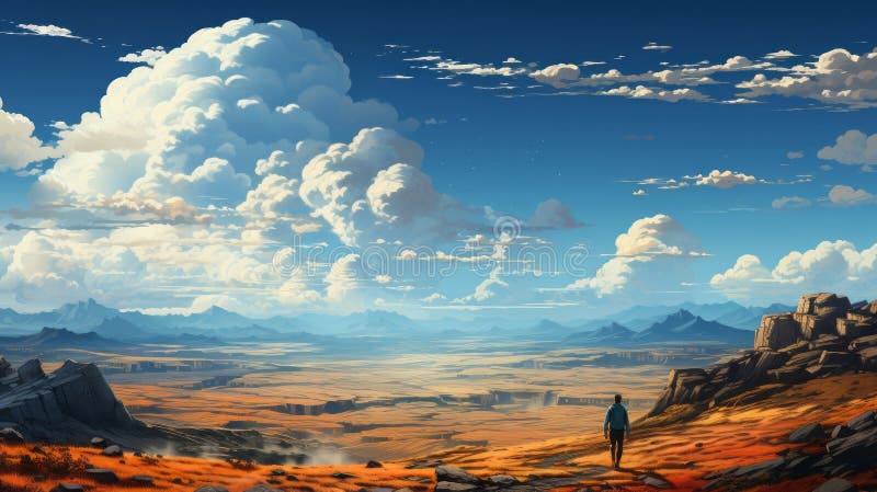 Depression a Person Gazing into an Empty Desolate Land. Generative AI ...