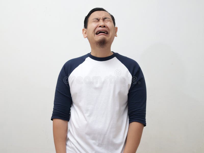 Depression Sadness Concept, Young Asian Man Crying Hard Stock Photo ...