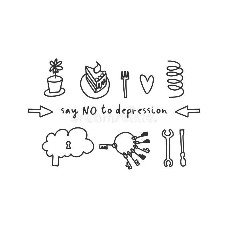 Depression Signs and Symptoms. Vector Illustration of Problems of ...