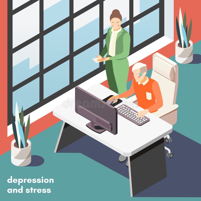 Depression Stress Isometric Infographics Stock Vector - Illustration of ...