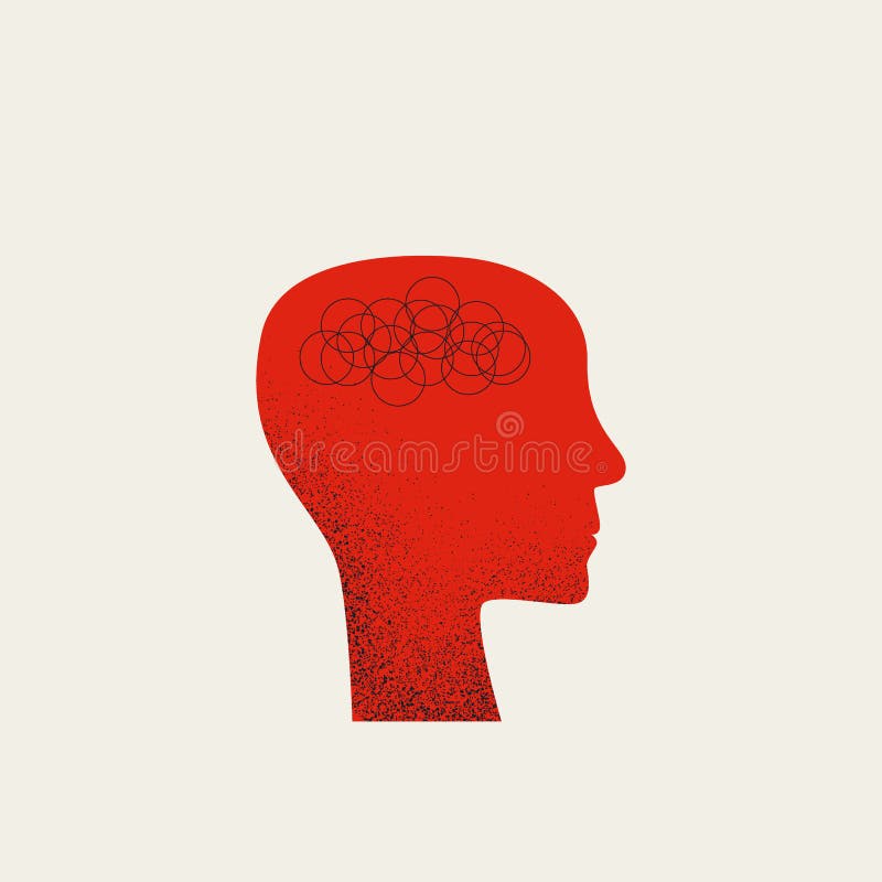 Depression Symbol, Vector Concept. Brain with Dark Thoughts. Mental ...