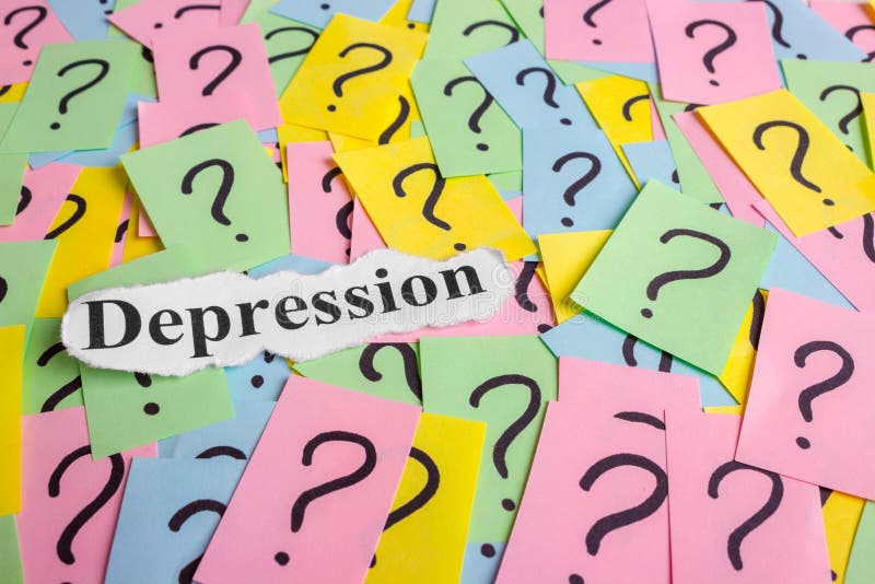Depression Syndrome Text on Colorful Sticky Notes Against the ... Depression Syndrome Text on Colorful Sticky Notes Against the ...