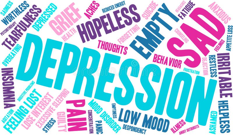 Depression Word Cloud stock vector. Illustration of appetite - 103077336