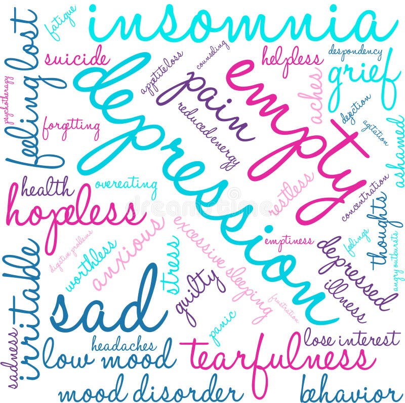 Depression Word Cloud stock vector. Illustration of headaches - 103968354