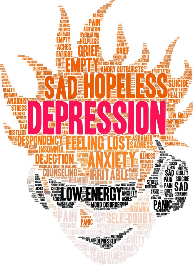 Depression Word Cloud stock illustration. Illustration of helpless ...