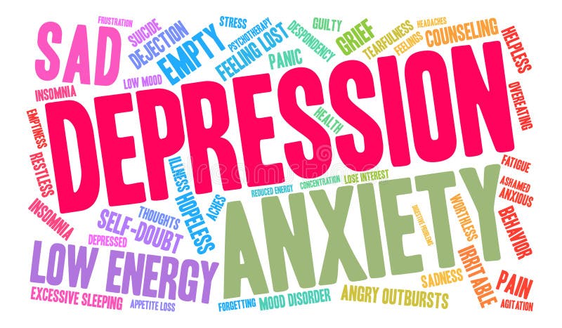 Depression Word Cloud stock vector. Illustration of anxious - 141303538