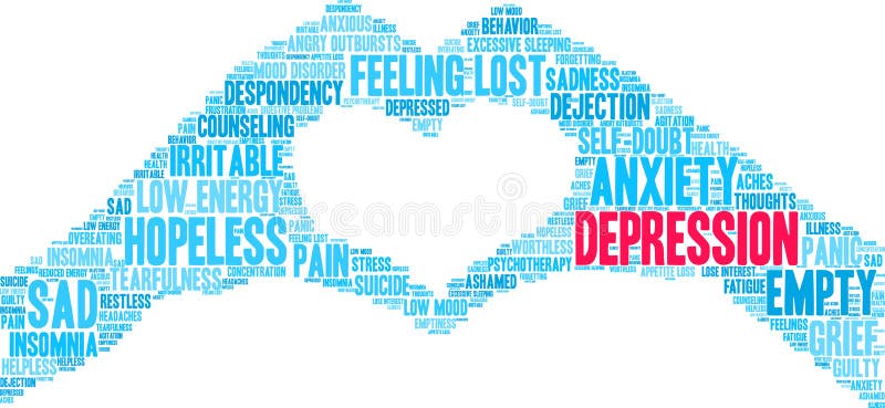 Depression Word Cloud stock vector. Illustration of anxiety - 141303737