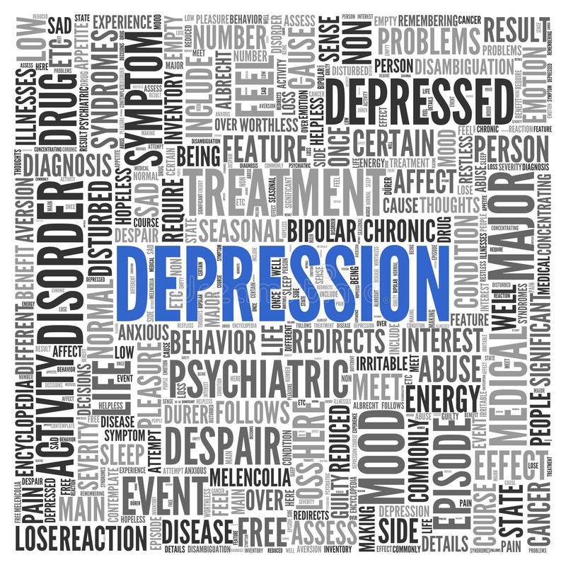DEPRESSION Word Tag Cloud Design Stock Illustration - Illustration of ...