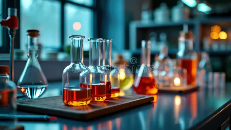 In-Depth Animation of Laboratory Equipment and Colored Solutions for ...