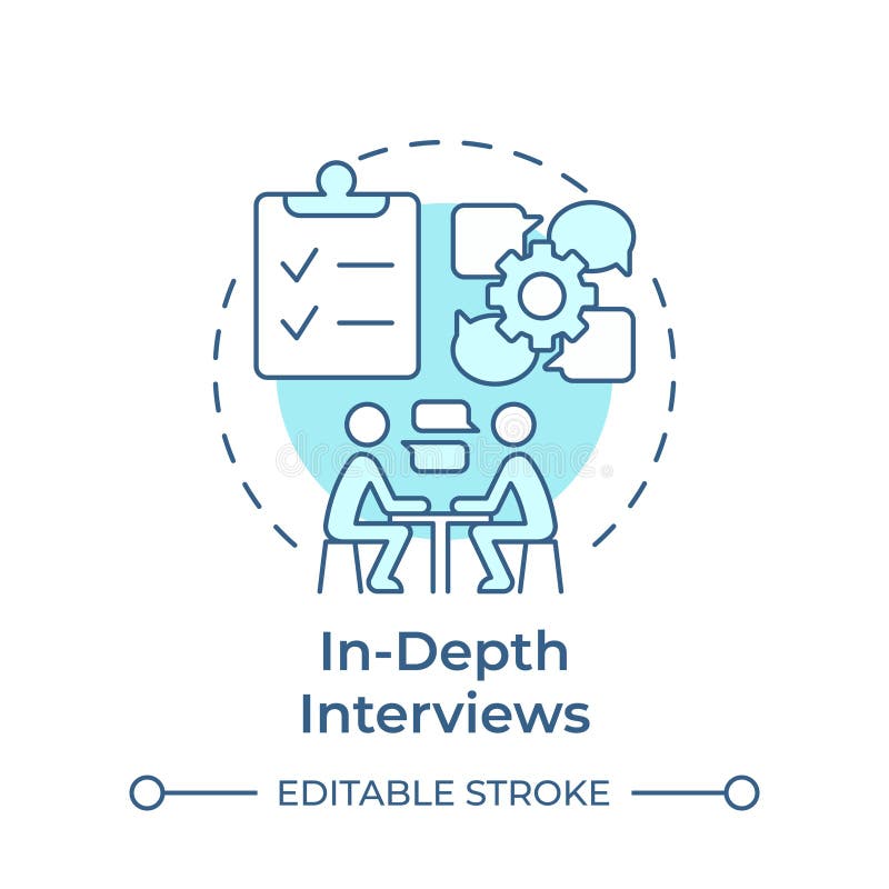 In-depth Interviews Soft Blue Concept Icon Stock Illustration ...