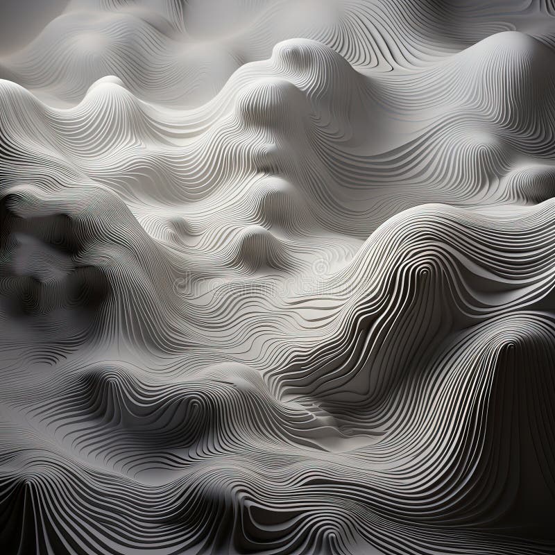 Depth Map of the Landscape, Black and White Stock Illustration ...