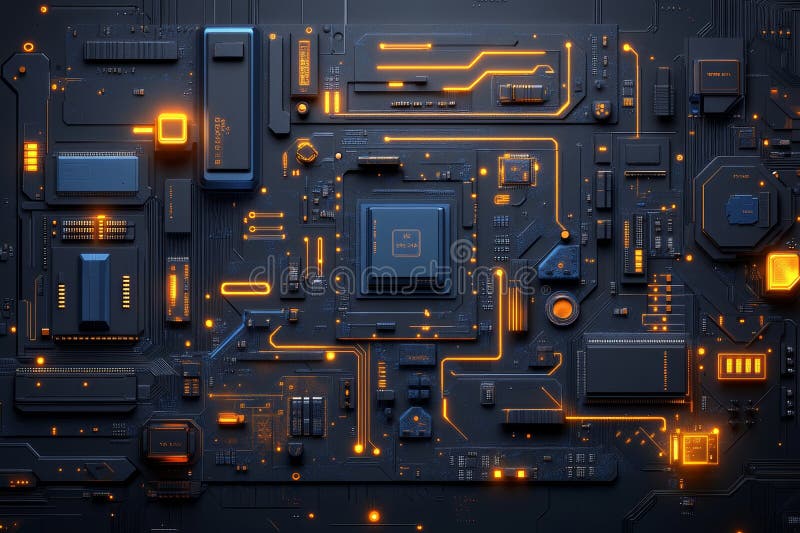 An in-Depth Shot of a Modern Computer Motherboard with Intricately ...