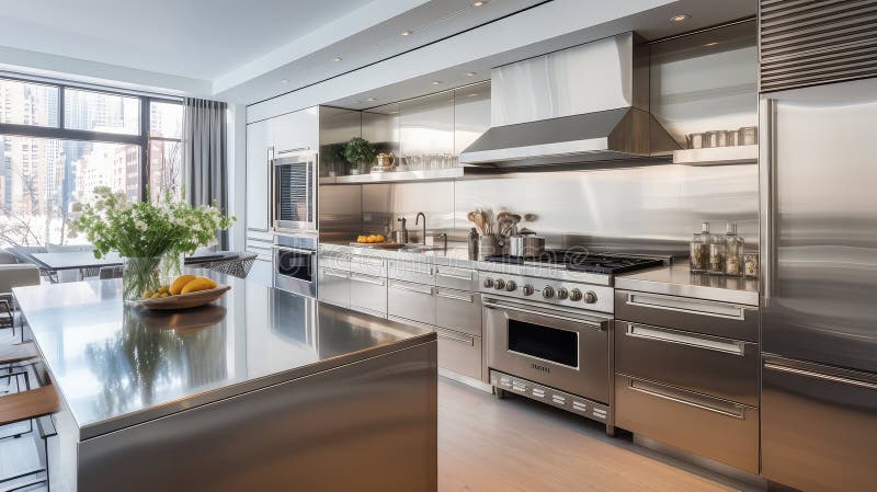 Depth Stainless Steel Kitchen Stock Illustration - Illustration of ...