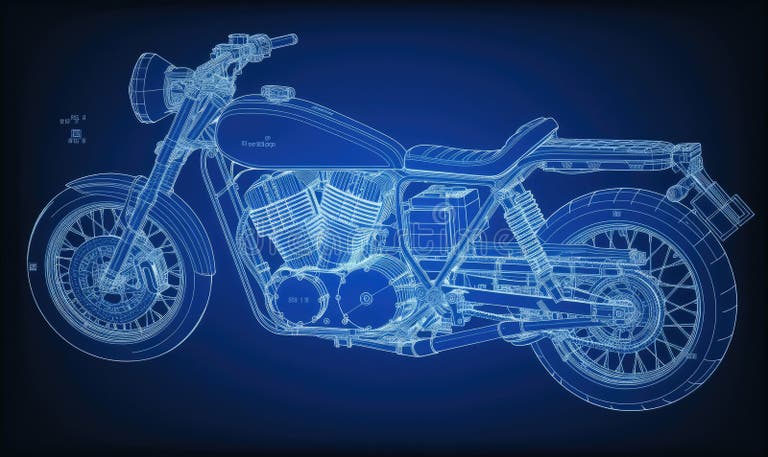 In-depth Technical Drawing of Motorcycle Displayed in an Informative ...
