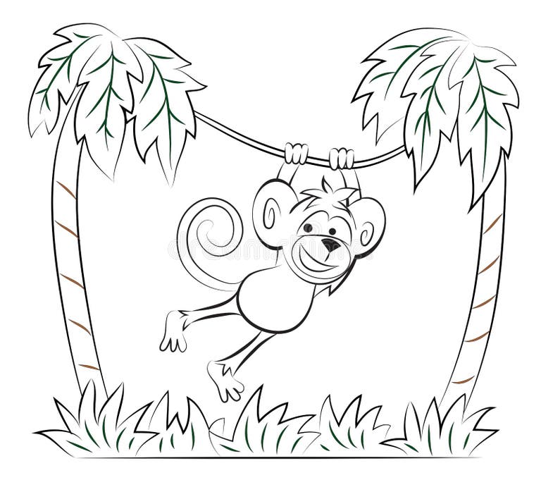 Der Affe Springend Auf Die Palme Vektor Abbildung - Illustration von ...