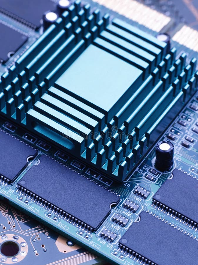 Makrobild Eines Computer-Chips Stockbild - Bild von integriert, blau ...