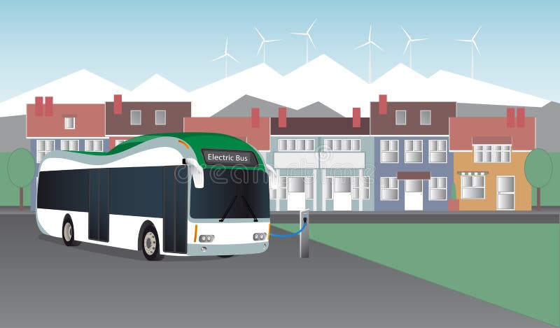 Der elektrische Bus vektor abbildung. Illustration von bahnhof - 94330462