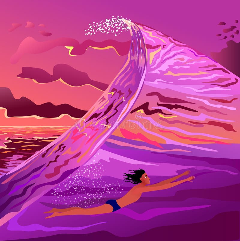 Der Kerl, Der in Die Welle Schwimmt Stock Abbildung - Illustration von ...