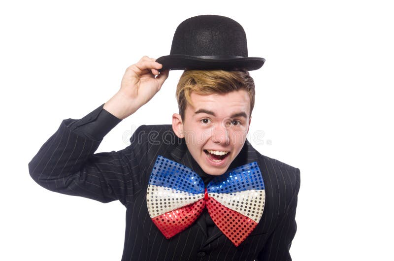 Der Lustige Mann Mit Riesiger Fliege Stockfoto - Bild von gesicht, dumm ...