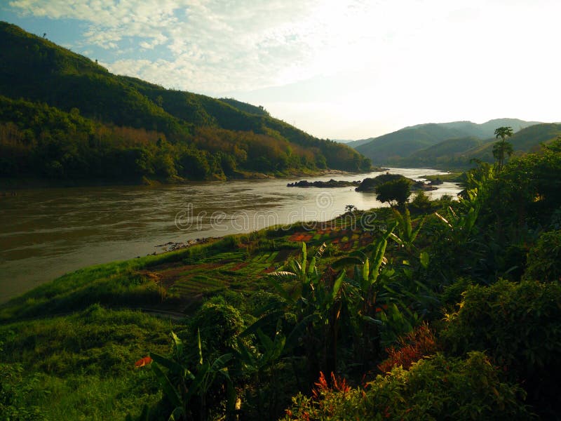 Der Mekong-Bank, Pakbeng, Laos Stockbild - Bild von blume, wasser: 56249287