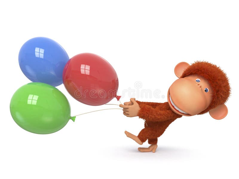 Der rote Affe mit Ballon stock abbildung. Illustration von ballon ...
