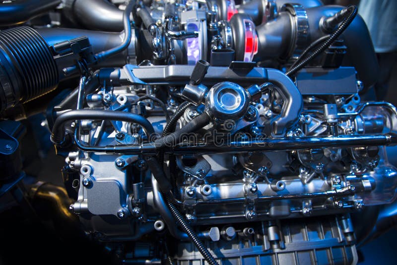 Der Starke Motor Eines Autos. Interner Entwurf Der Motor Für Kopienraum ...