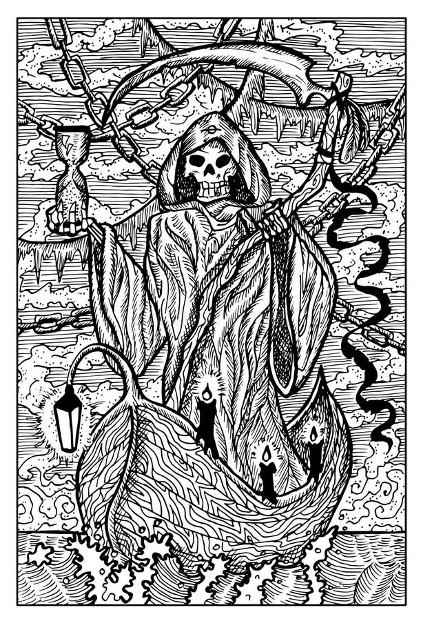 Der Tod, Sensenmann vektor abbildung. Illustration von fiktiv - 88244594