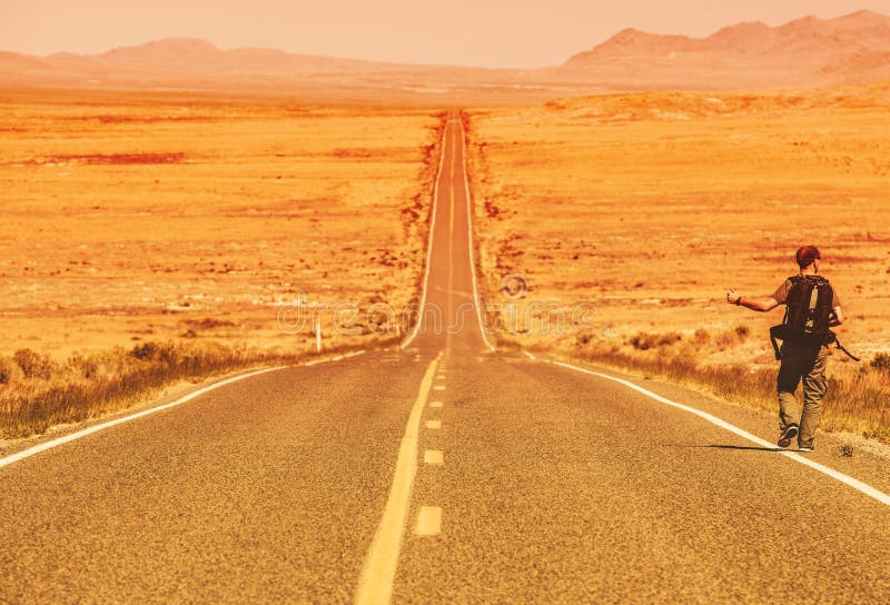 Der Tramper stockbild. Bild von wüste, tourist, hinterland - 45290419