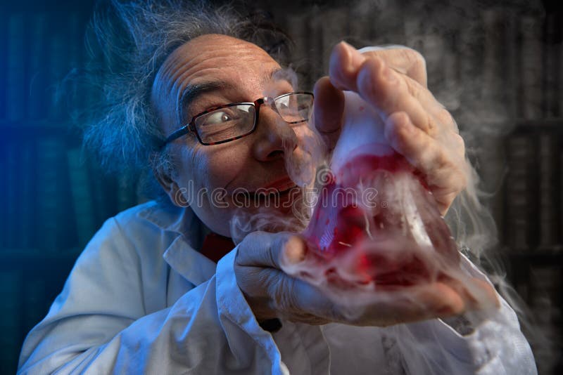 Deranged Scientist Obsessed with His Experiments Stock Photo - Image of ...