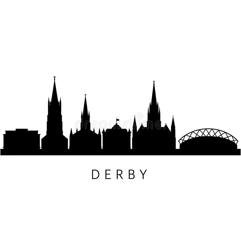 Derby City Skyline Silhouette with England, and Vector Stock ...