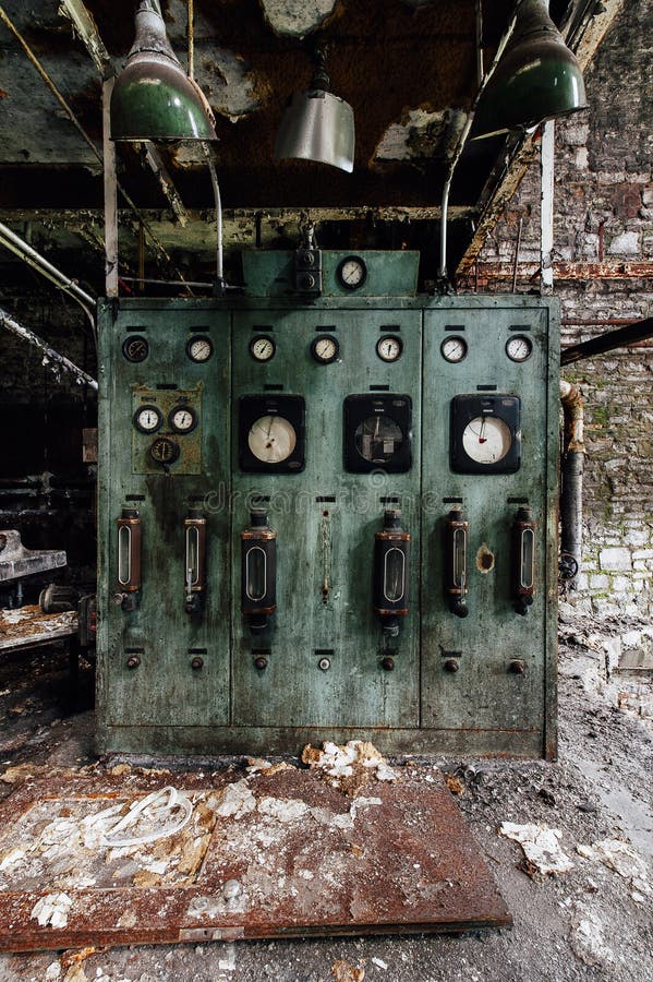 Derelict Control Panel - Abandoned Old Crow Distillery - Kentucky Stock ...
