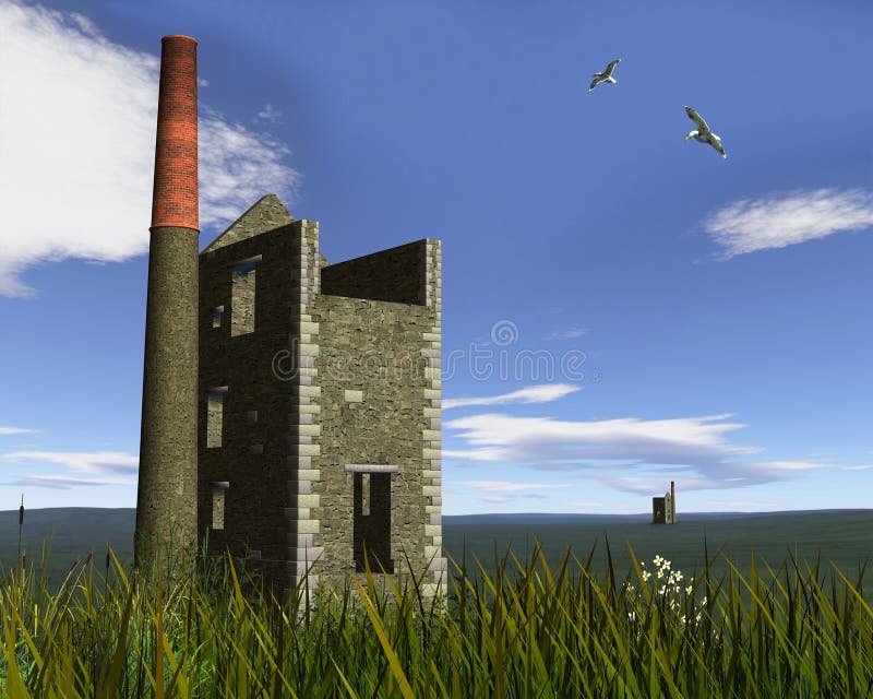 Cornish Mine Engine House stock illustration. Illustration of cornish ...