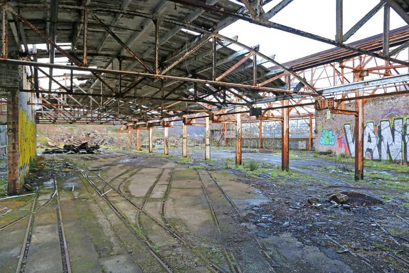 Derelict Warehouse by Loch Long, Scotland Stock Image - Image of track ...