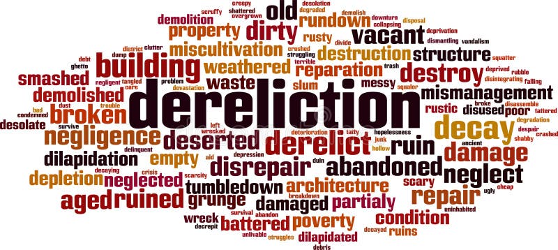 Dereliction word cloud stock vector. Illustration of ruined - 281901924