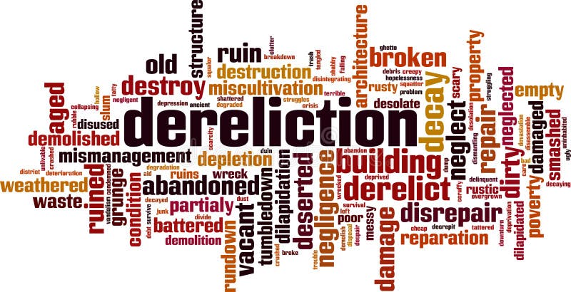 Dereliction word cloud stock vector. Illustration of abandoned - 170119865