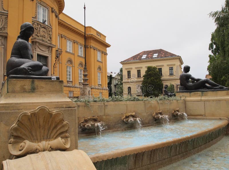 Deri Museum stock photo. Image of hungary, fountain, city - 24035746