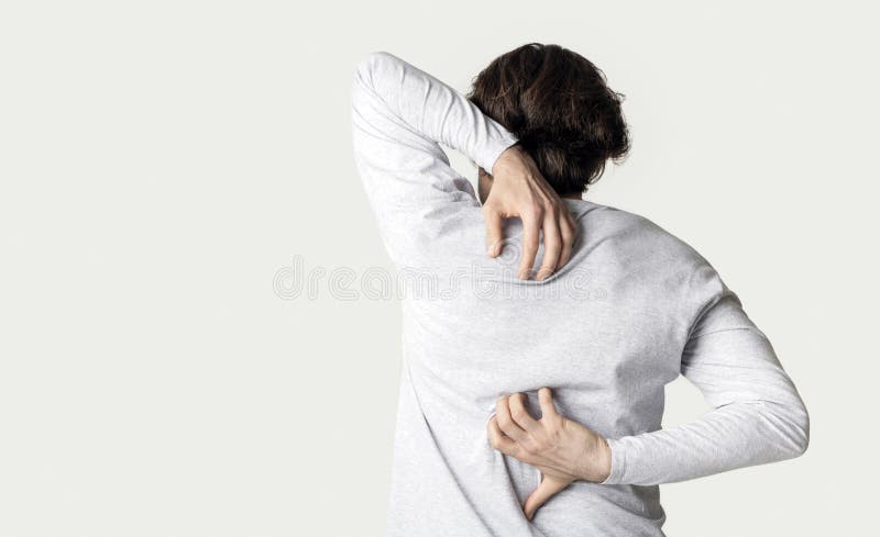 Dermatological Problems Concept. Man Has Itchy Back Stock Photo - Image ...