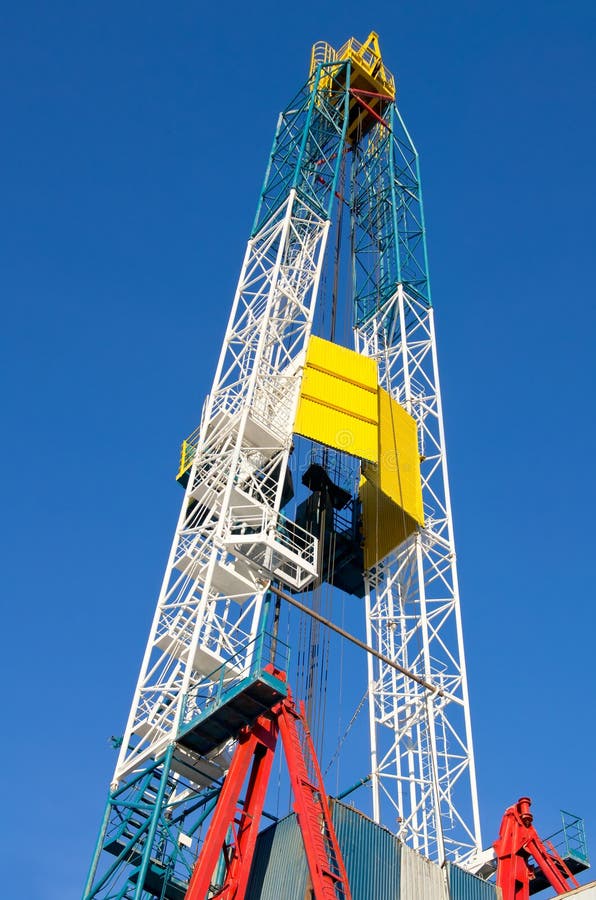Derick of Oil Drilling Rig with the Rig Crane Stock Photo - Image of ...