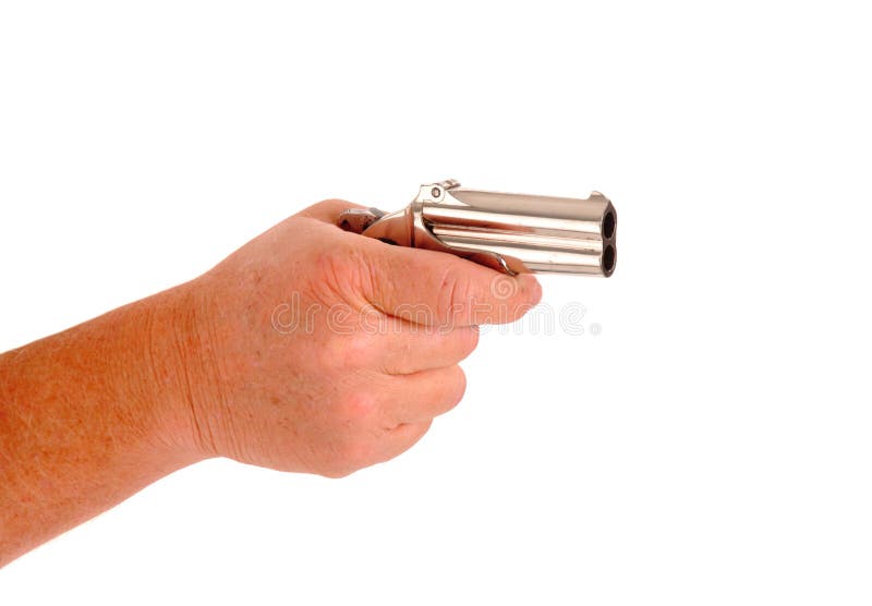 Derringer in hand stock photo. Image of black, handgun - 30825782